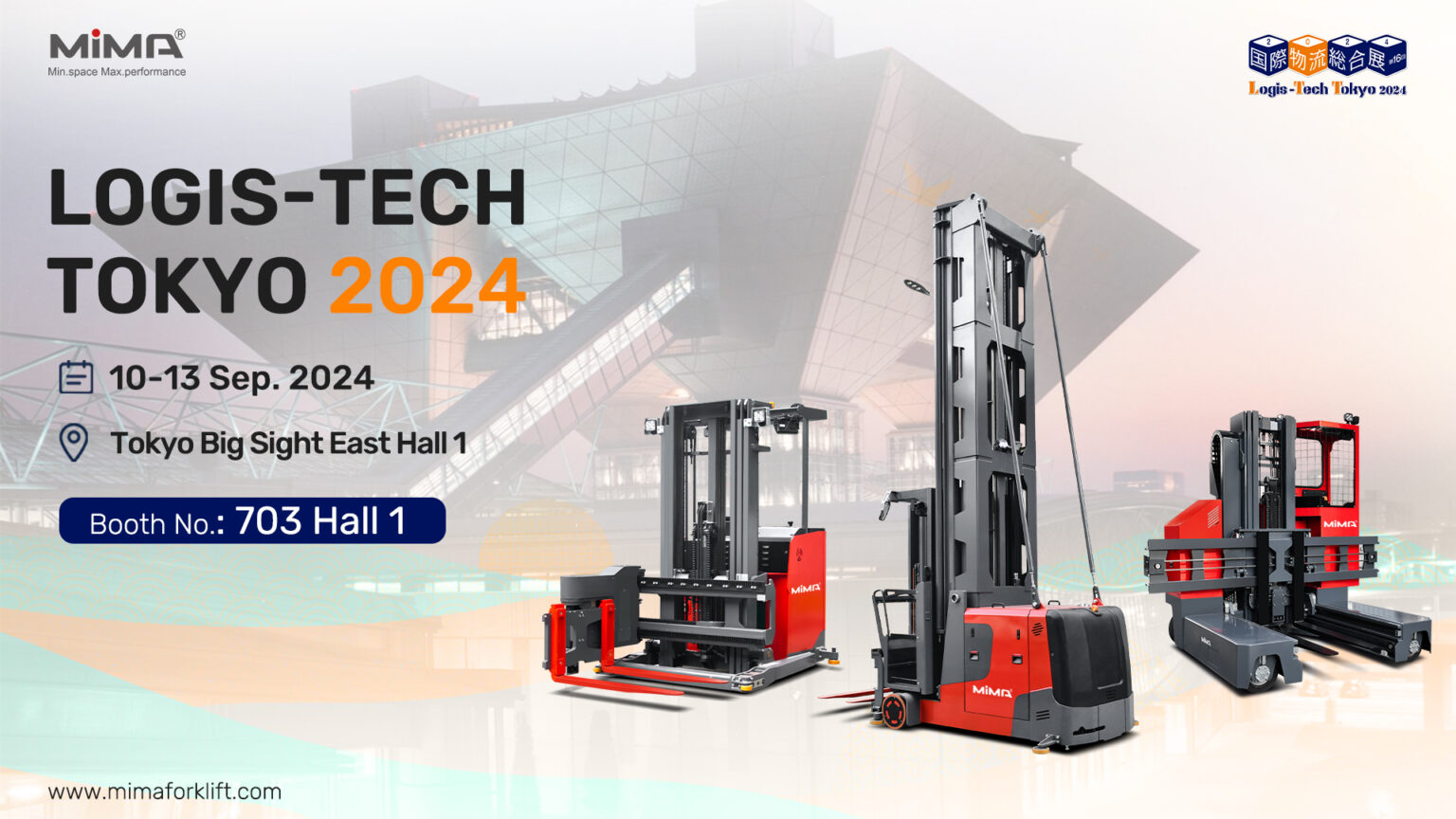 A equipa de empilhadores da MiMA expõe na LOGIS-TECH TOKYO 2024 - MiMA